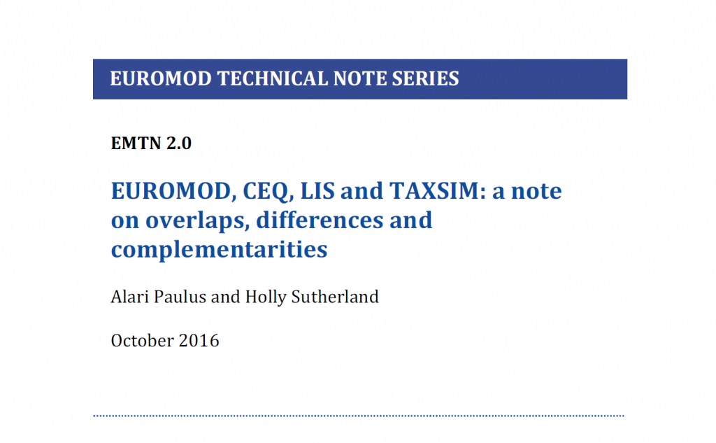 New EUROMOD Technical Note series - Centre for Microsimulation and ...